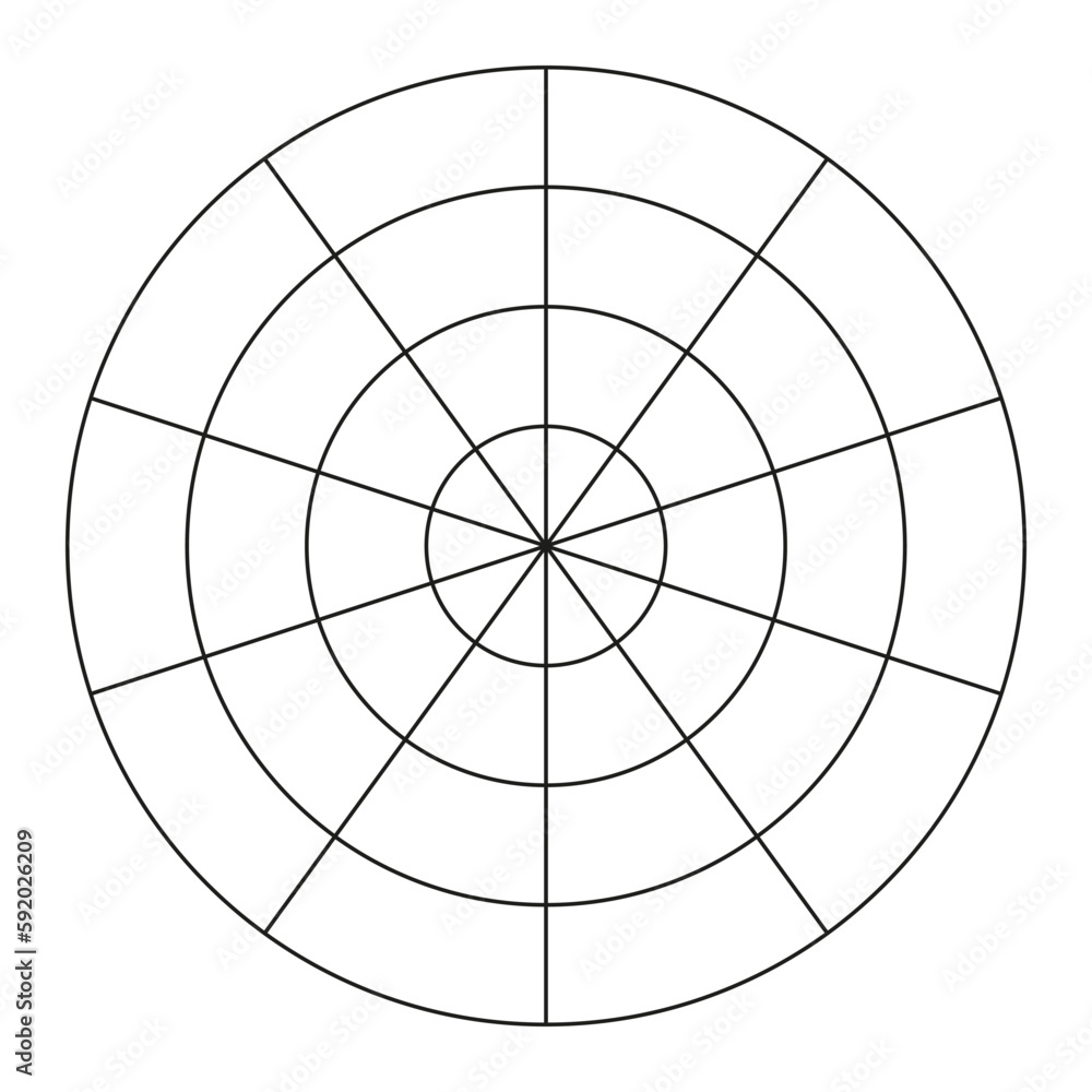 Polar grid of 10 segments and 3 concentric circles. Coaching tool ...