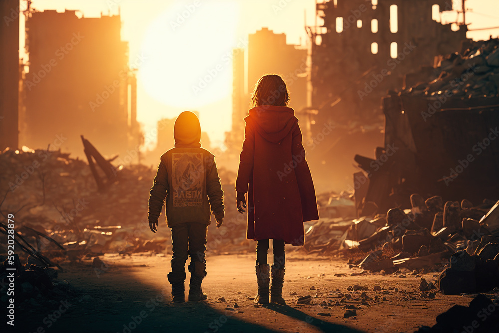 war as a sign of loneliness and orphanhood. Destroyed homes, wreckage ...