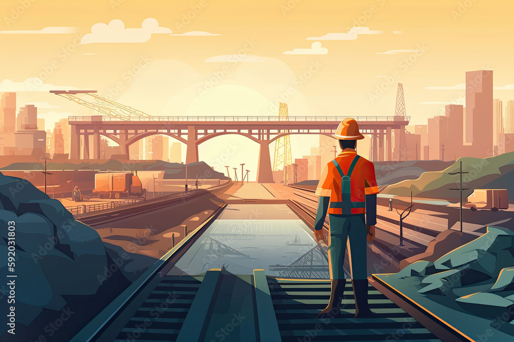 civil engineer working on a large-scale infrastructure project, such as ...