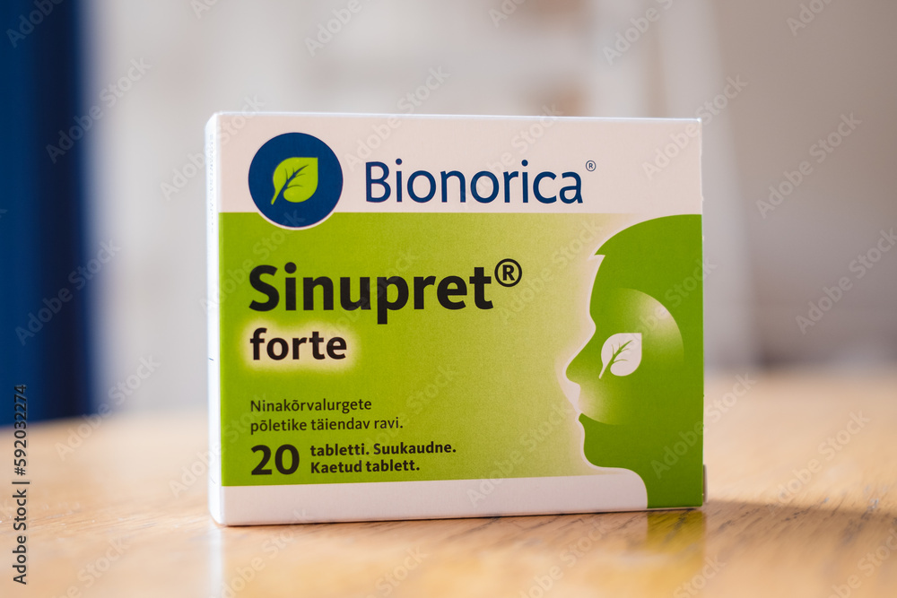 Tallinn, Estonia - April 9, 2023: Sinupret Forte tablets by Bionorica ...