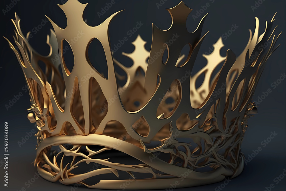 Golden crown of elves. Royal crown. AI generation Stock Illustration ...