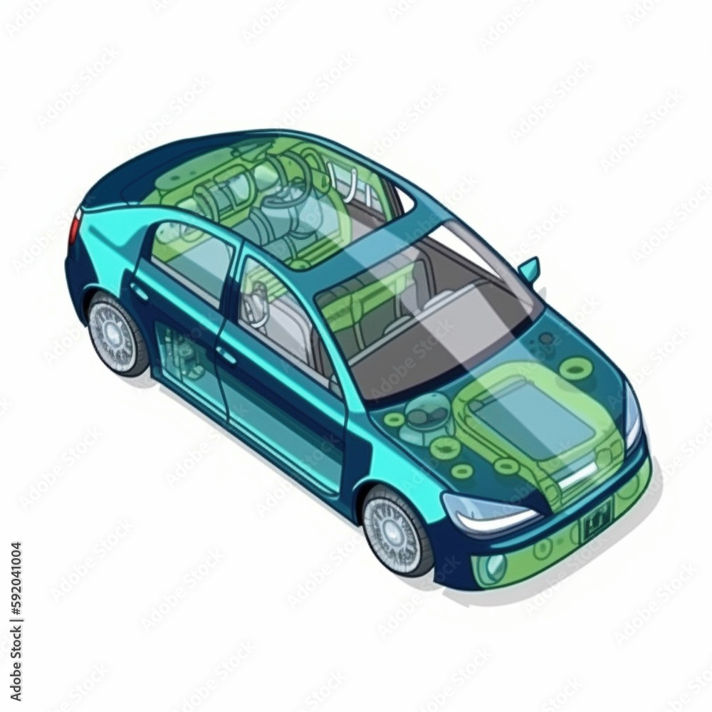 modern car with transparent char body and visible fuel cell and ... modern car with transparent char body and visible fuel cell and ...