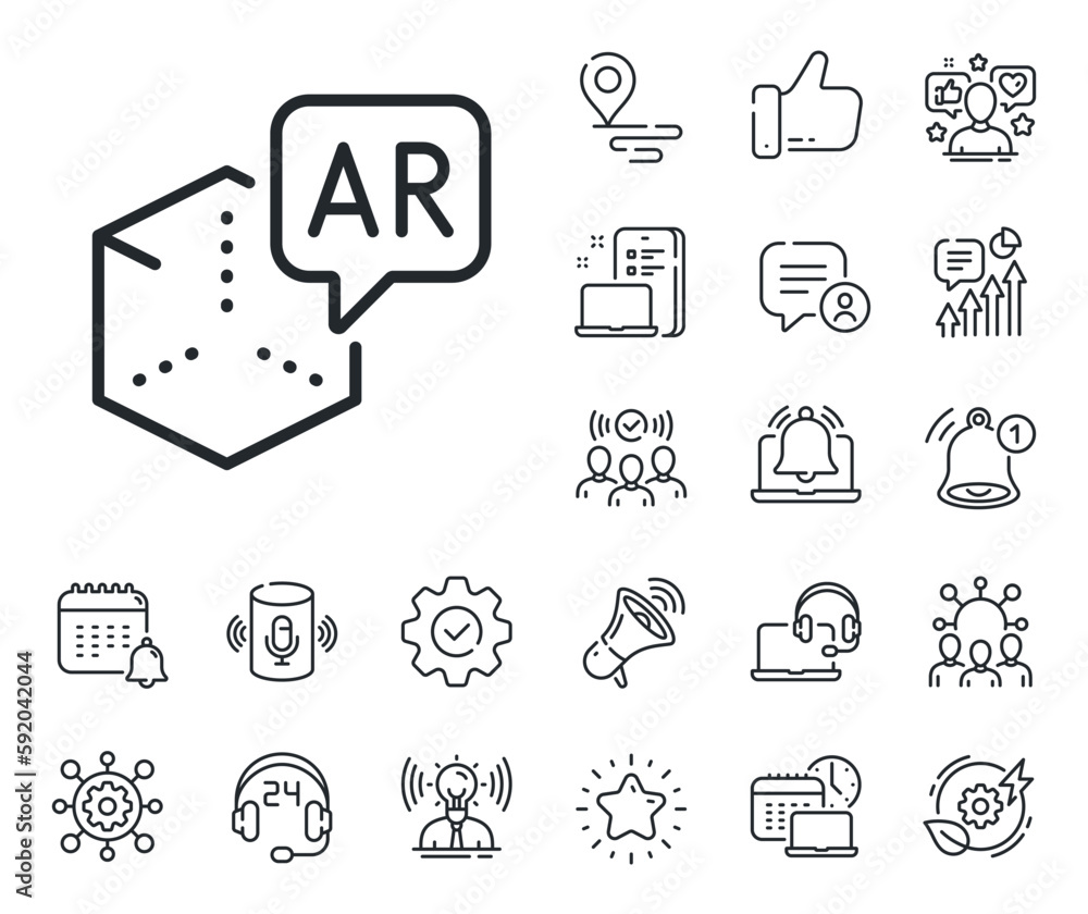VR simulation sign. Place location, technology and smart speaker ...