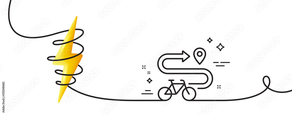 Bike path line icon. Continuous one line with curl. Delivery bicycle ...