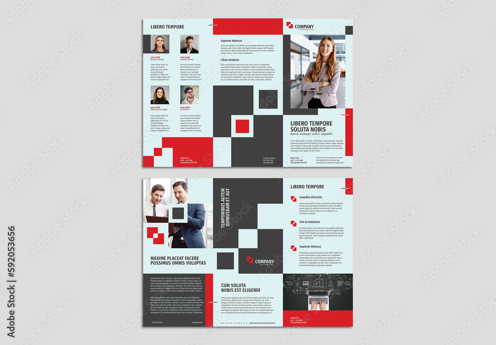 Modern Business Tri-Fold Brochure Layout with Black and White Colors ...