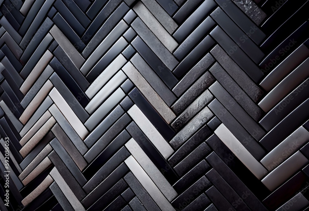 Herringbone, Natural Stone Mosaic Tiles arranged in the shape of a wall ...