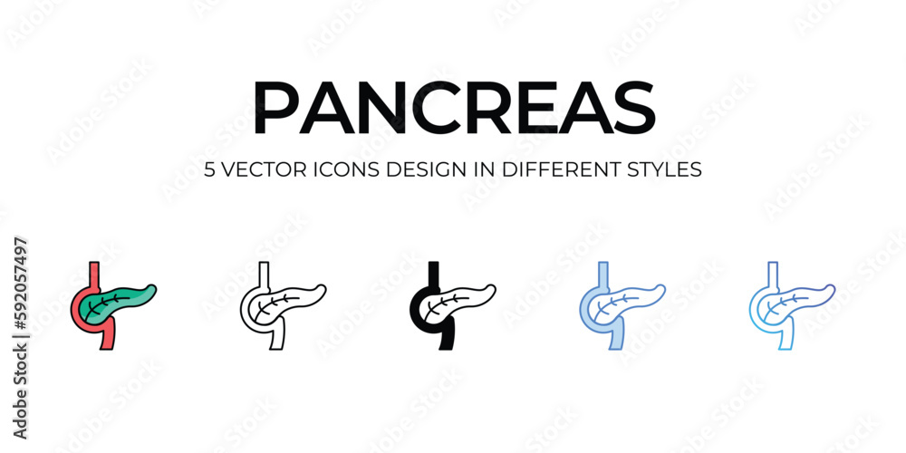 Pancreas Icon Design in Five style with Editable Stroke. Line, Solid ...