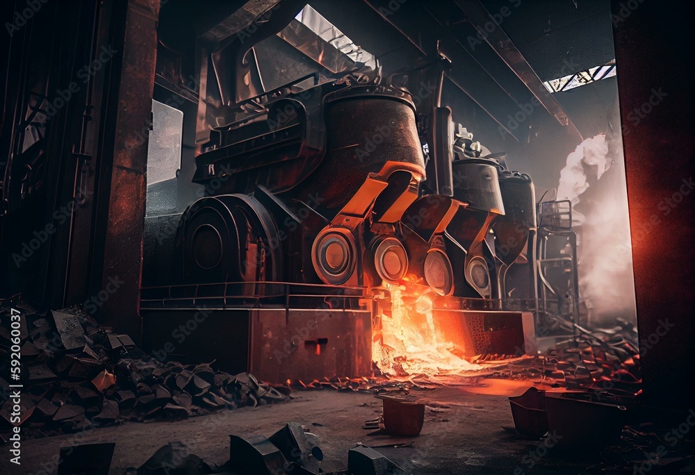 coke oven battery in metallurgical industry. Generative AI Stock ...