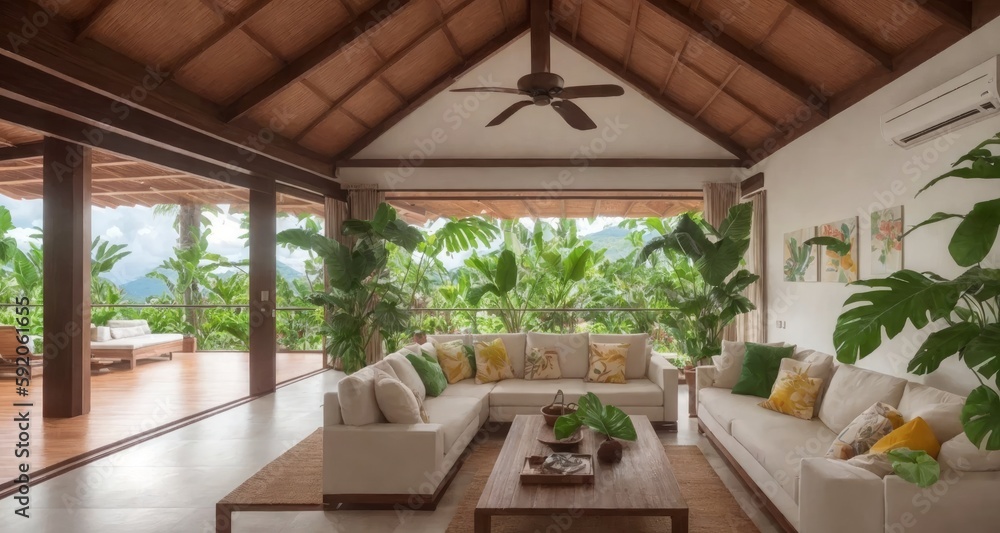 Relaxing in Tropical Luxury: Costa Rica Villa Living Room Interior ...