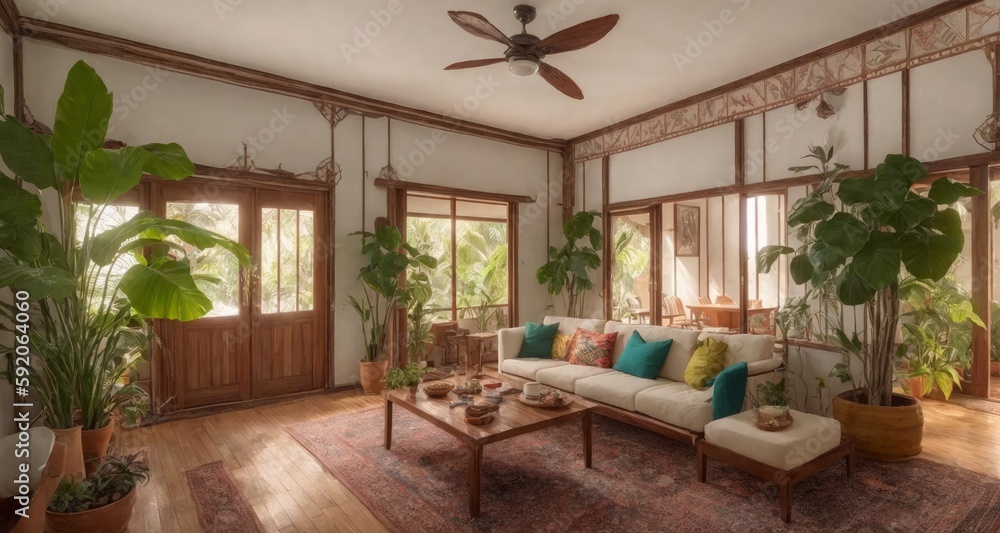 A Glimpse of Exotic Comfort in a Cape Code Bungalow Living Room ...