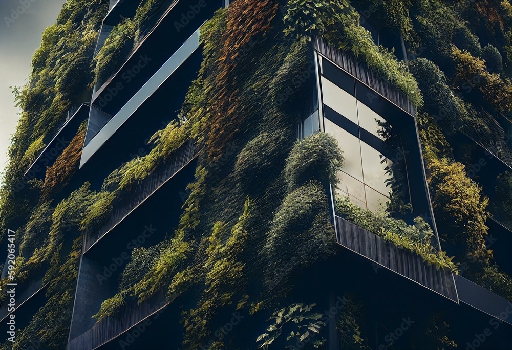 Eco-friendly green building with vertical garden design for ...