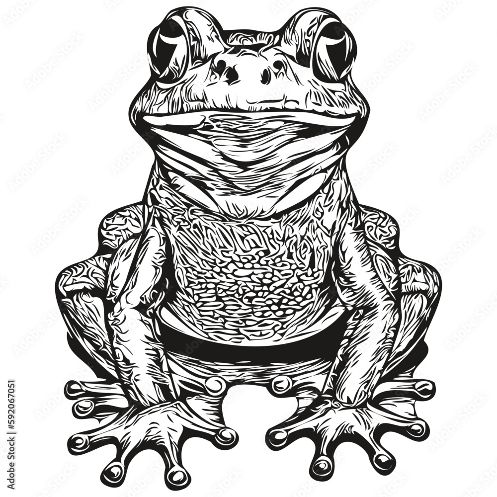 frog sketch, hand drawing of wildlife, vintage engraving style, vector ...