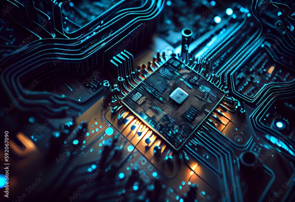 Artificial intelligence. Microchip connections, electric pulses and ...