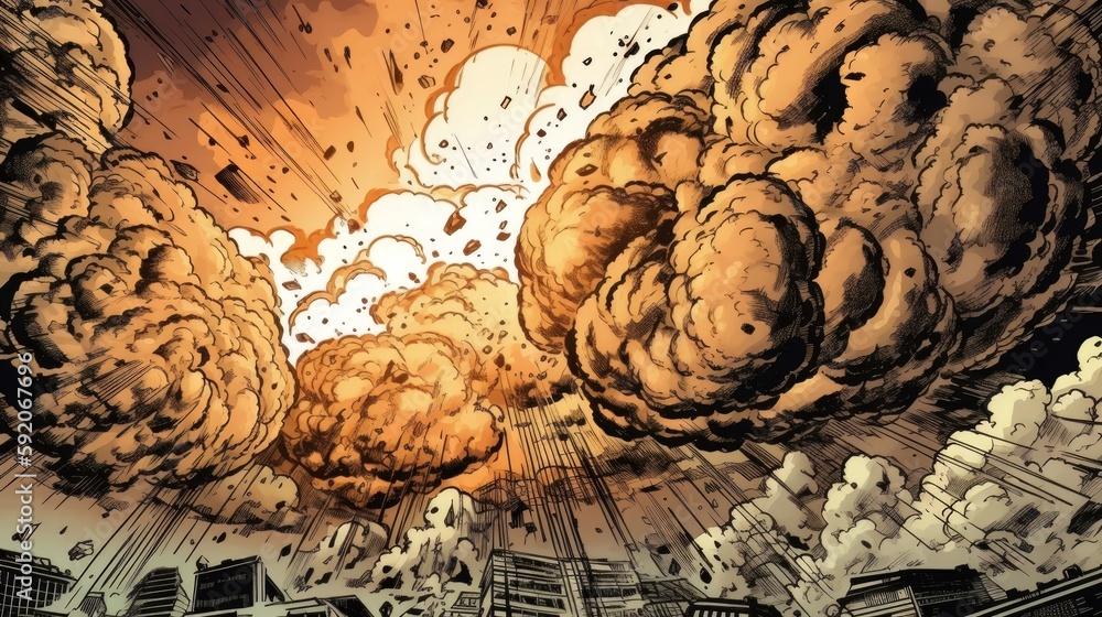 Powerful Comic Book Action Layout Background. Generative ai Stock ...