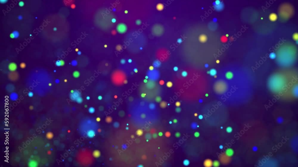 Awesome bg with magic particles fly in air, bokeh effects, DOF. Glowing ...