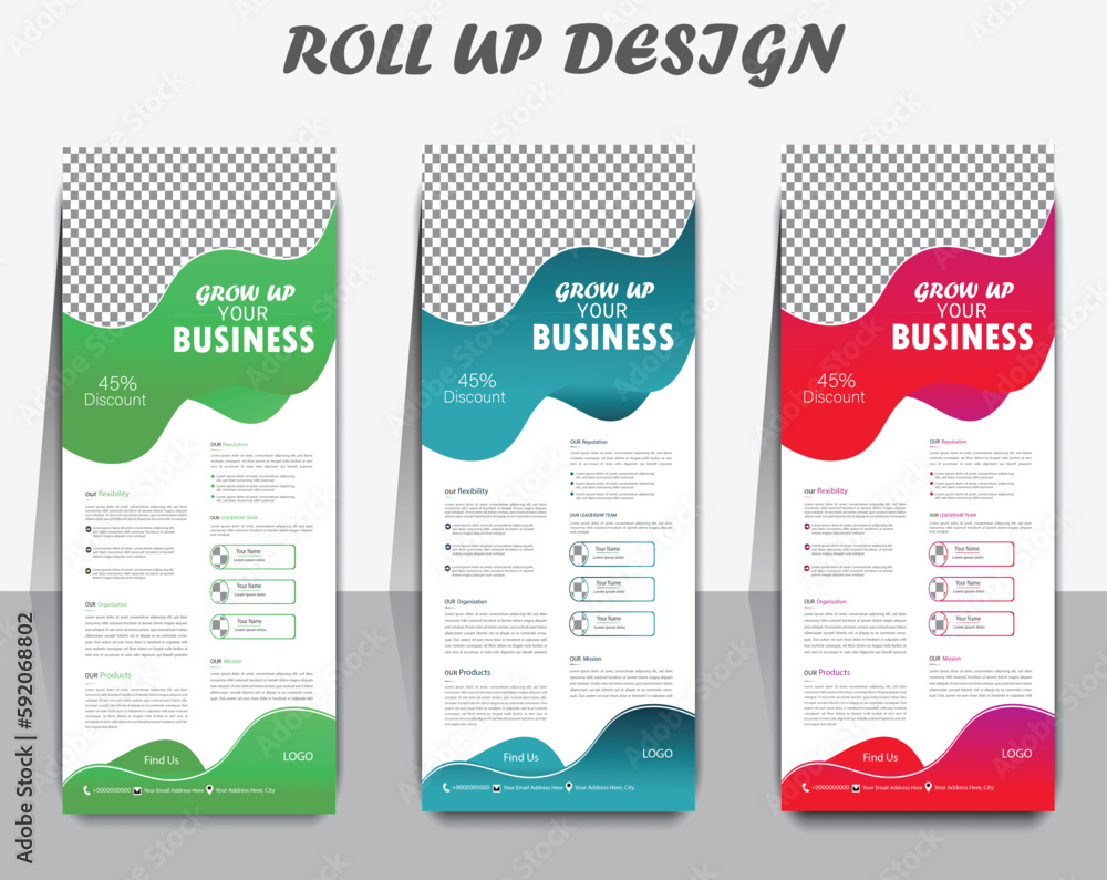 Roll up banner template. layout corporate roll up banner signage ...