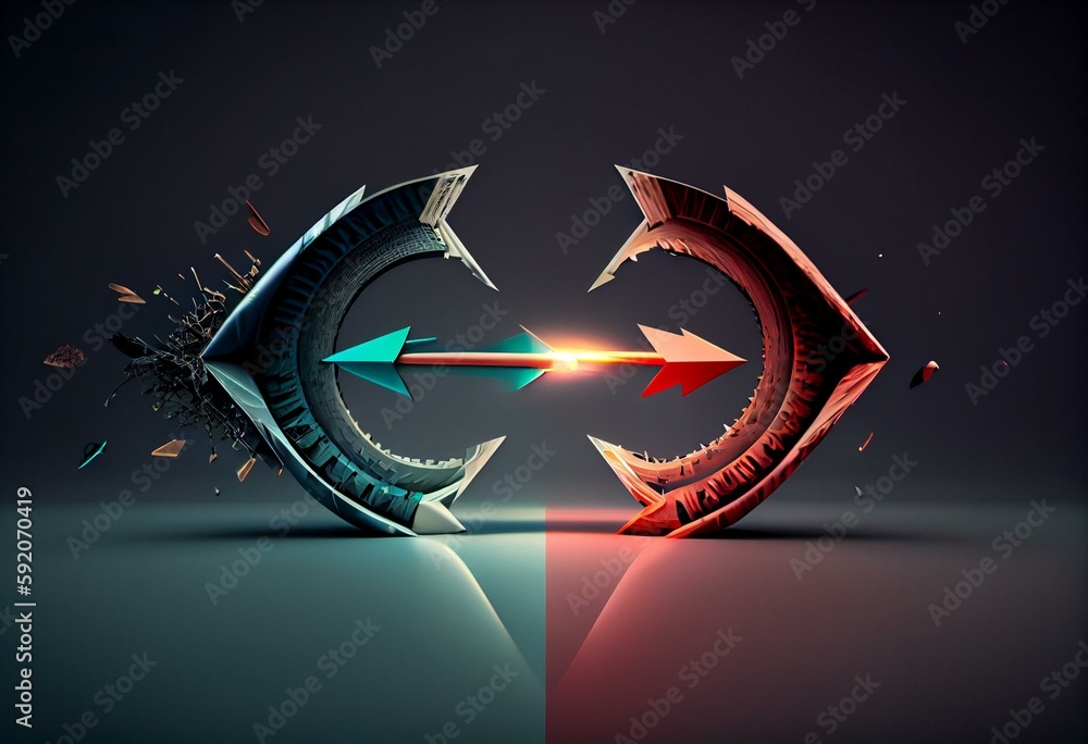 Arrow merging to target, business merger and acquisition, partnership ...