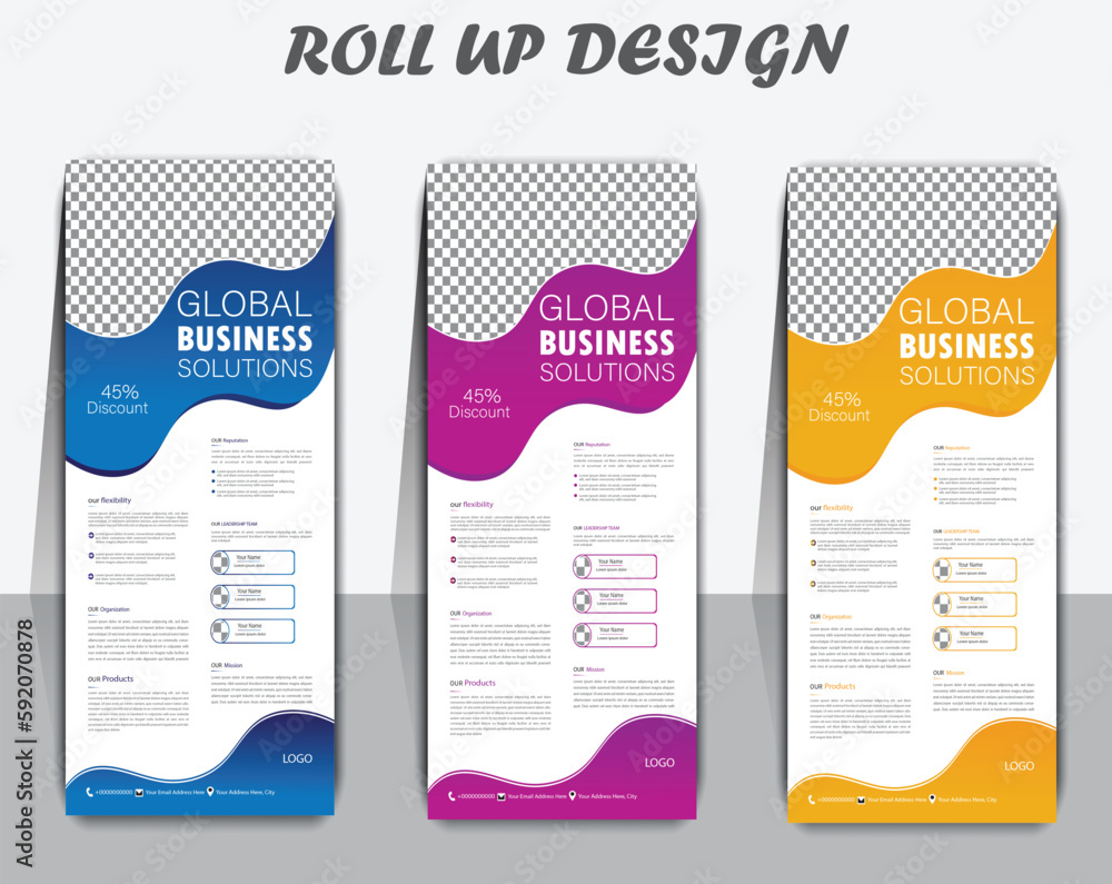 Roll up banner template. layout corporate roll up banner signage ...
