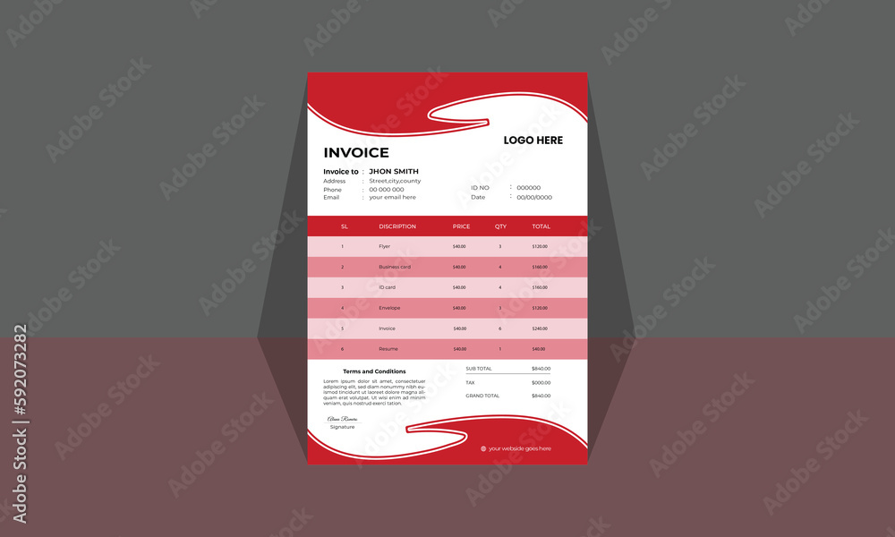 Invoice Layout Business invoice form template. Invoicing quotes, money ...