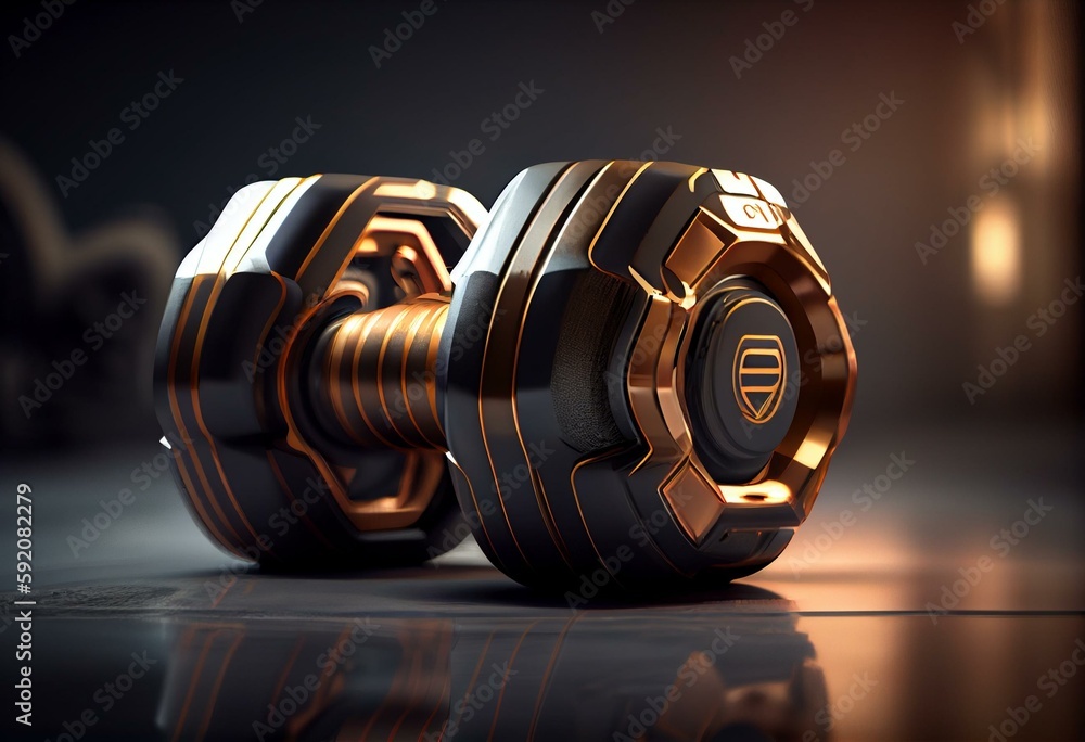 3D rendering image of a dumbbell for sports. Bodybuilding equipment on ...
