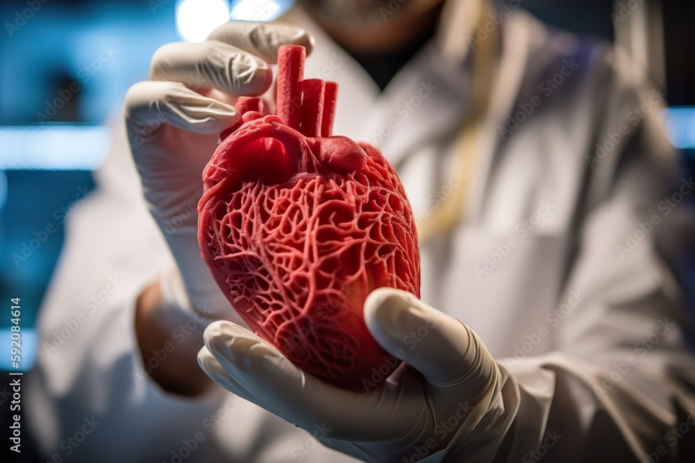 Creating artificial heart , medical 3D printing of heart. biological ...