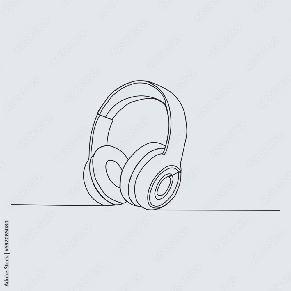 one line drawing of headphone speaker device gadget continuous line art ...