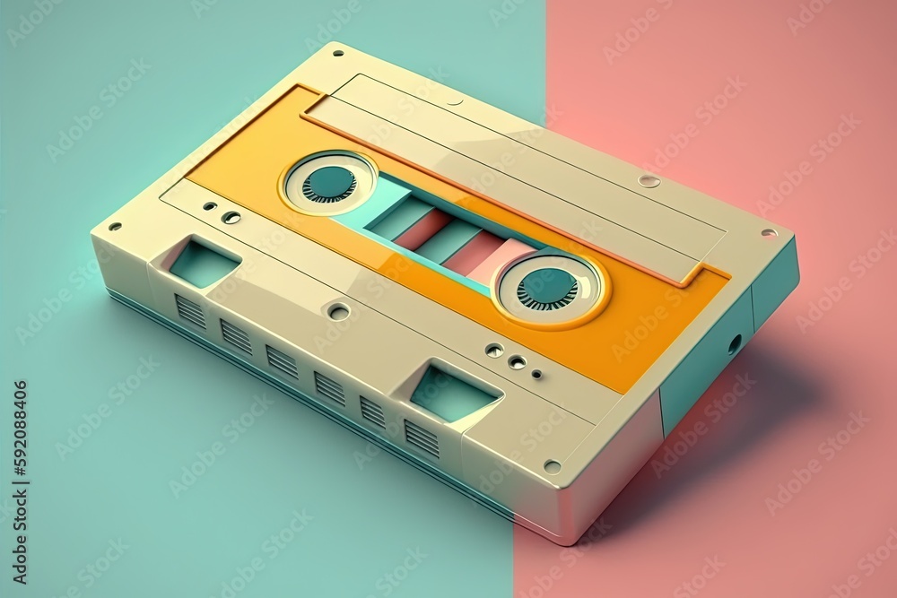 Colorful cassette tape with pastel colors in vintage and retro style ...