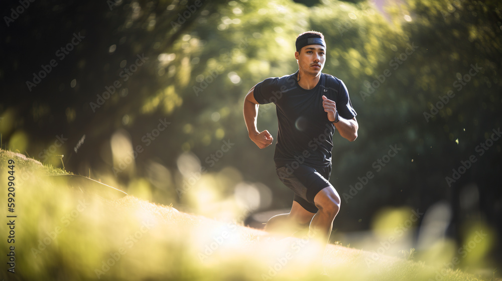 nice easy jog on a summer morning in my residential area, AI generative ...