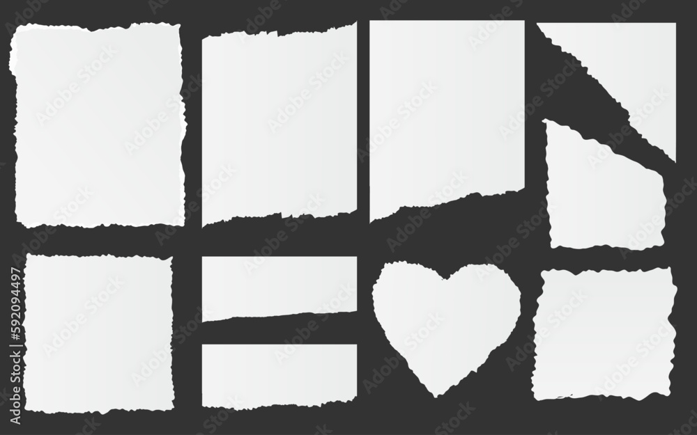 Set of torn paper sheets collage paper texture Stock Vector | Adobe Stock