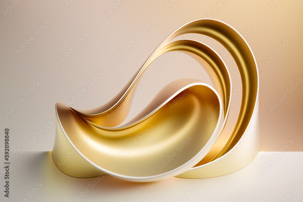 3D graphic material consisting of very beautiful golden lines, An ...