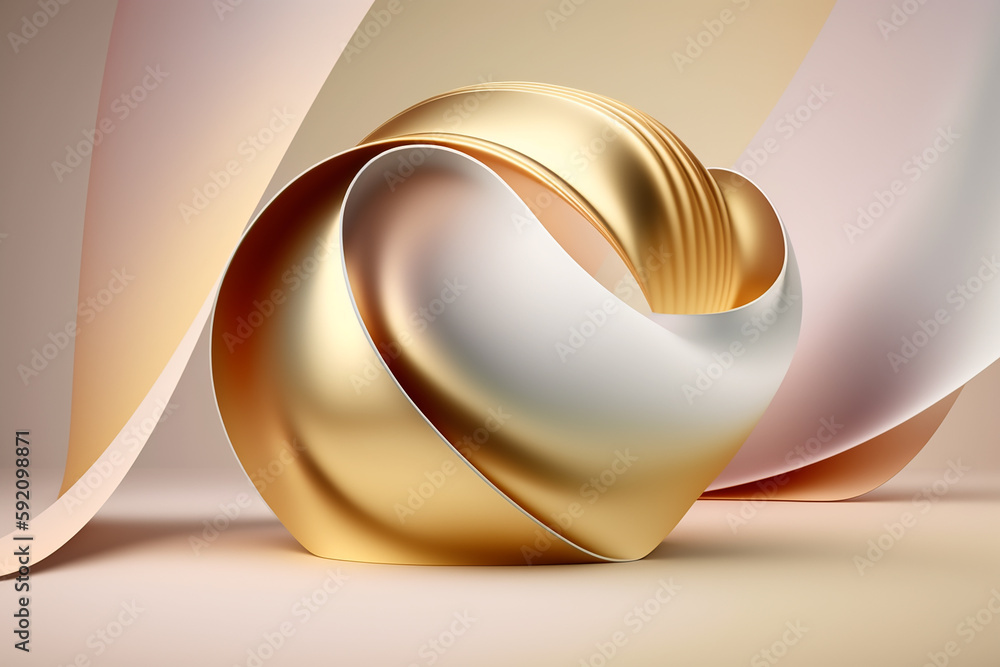 Shining golden curve graphic material, stylish design curve An object ...
