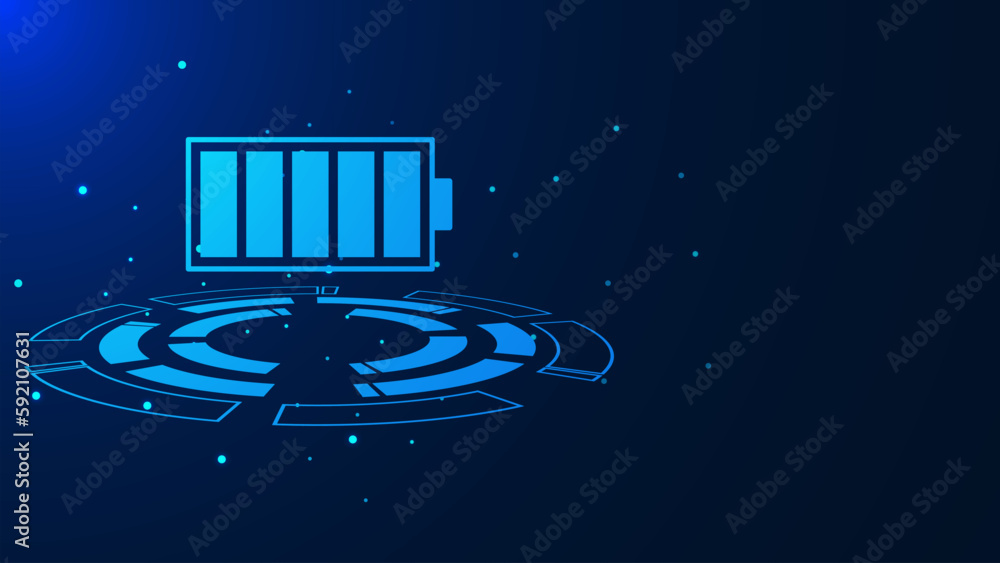 Full battery power for technology background design. Digital backdrop ...