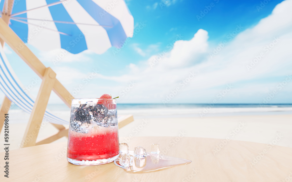 Mocktail Strawberry Soda not mix alcohol. Cool juice drinks with ice ...