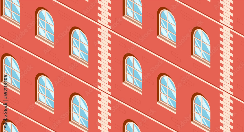 Isometric facade pattern. Repeating design element for fabric printing ...