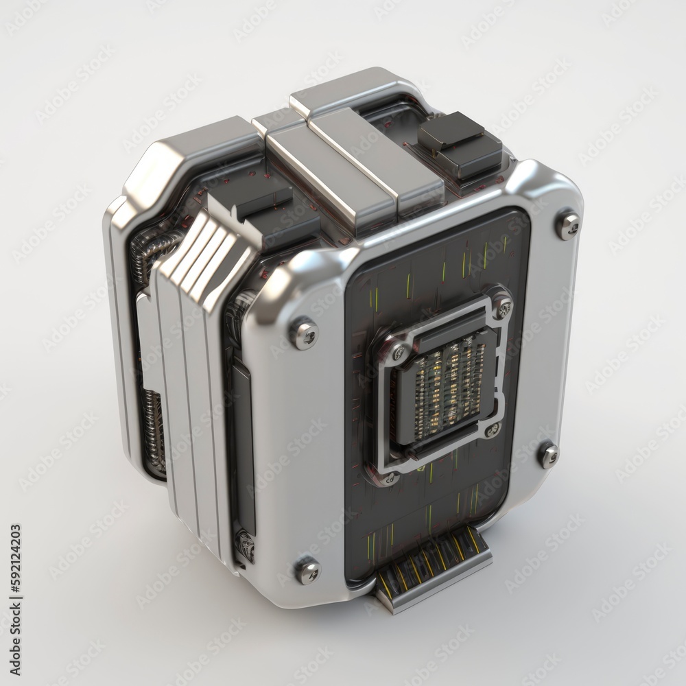 futuristic computer with a silver display stand, in the style of ...