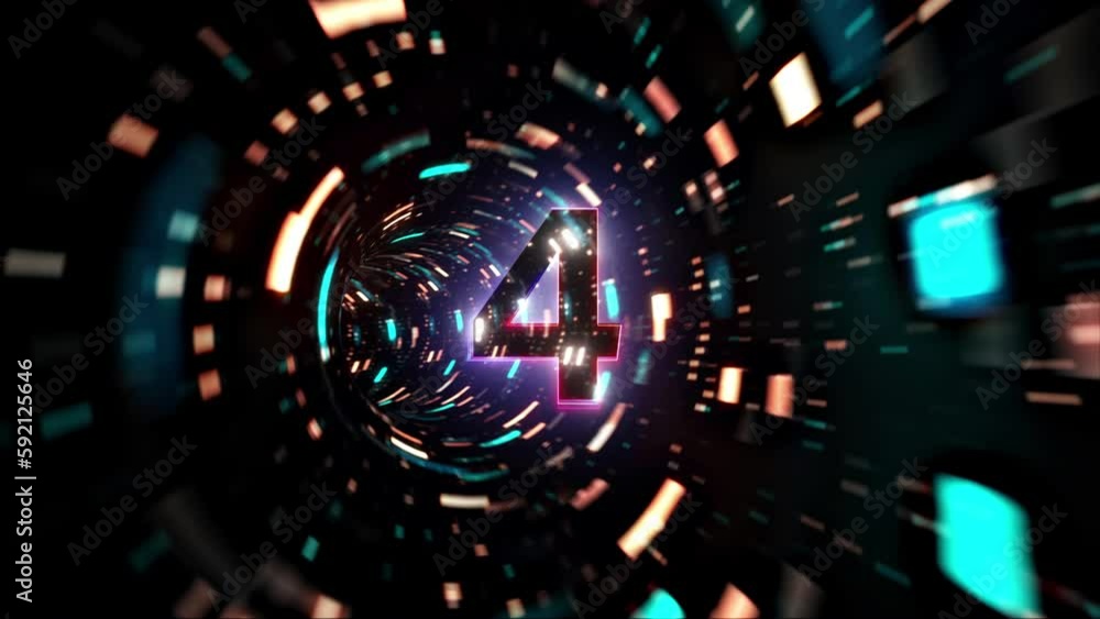 Five Second Countdown Timer With Hitech Tunnel Background Five To Zero Count Down Science