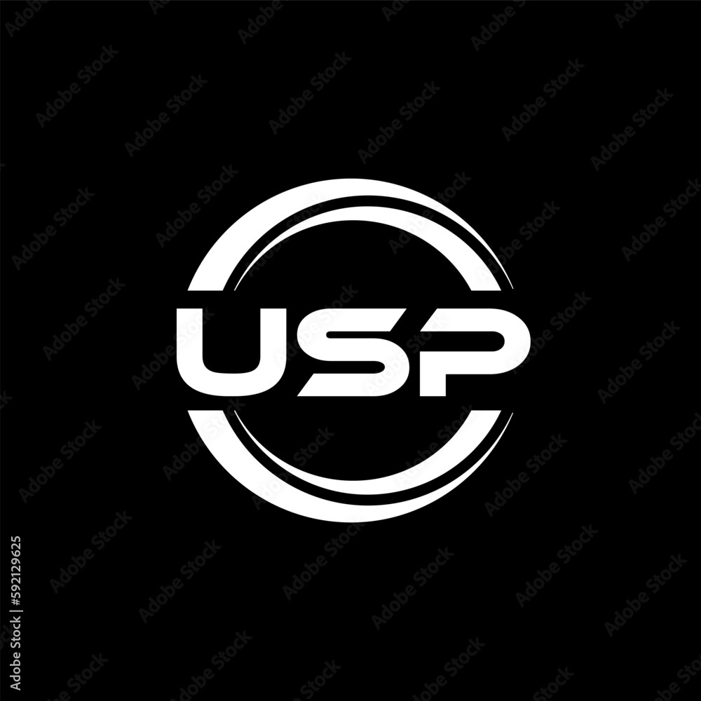 USP letter logo design with black background in illustrator, vector ...