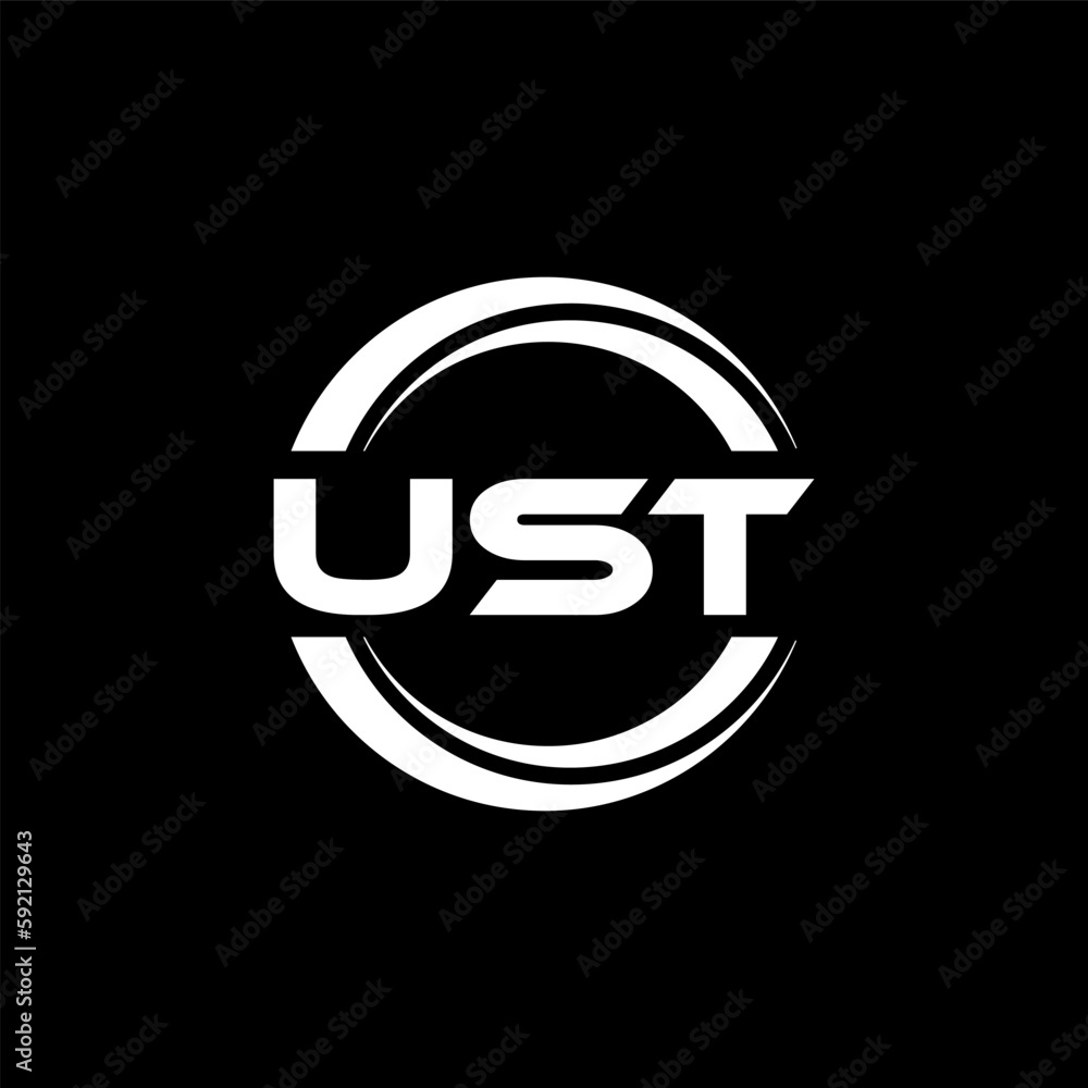Vettoriale Stock UST letter logo design with black background in ...