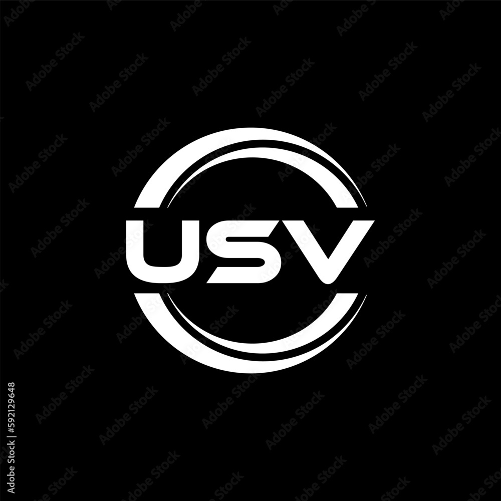 USV letter logo design with black background in illustrator, vector ...
