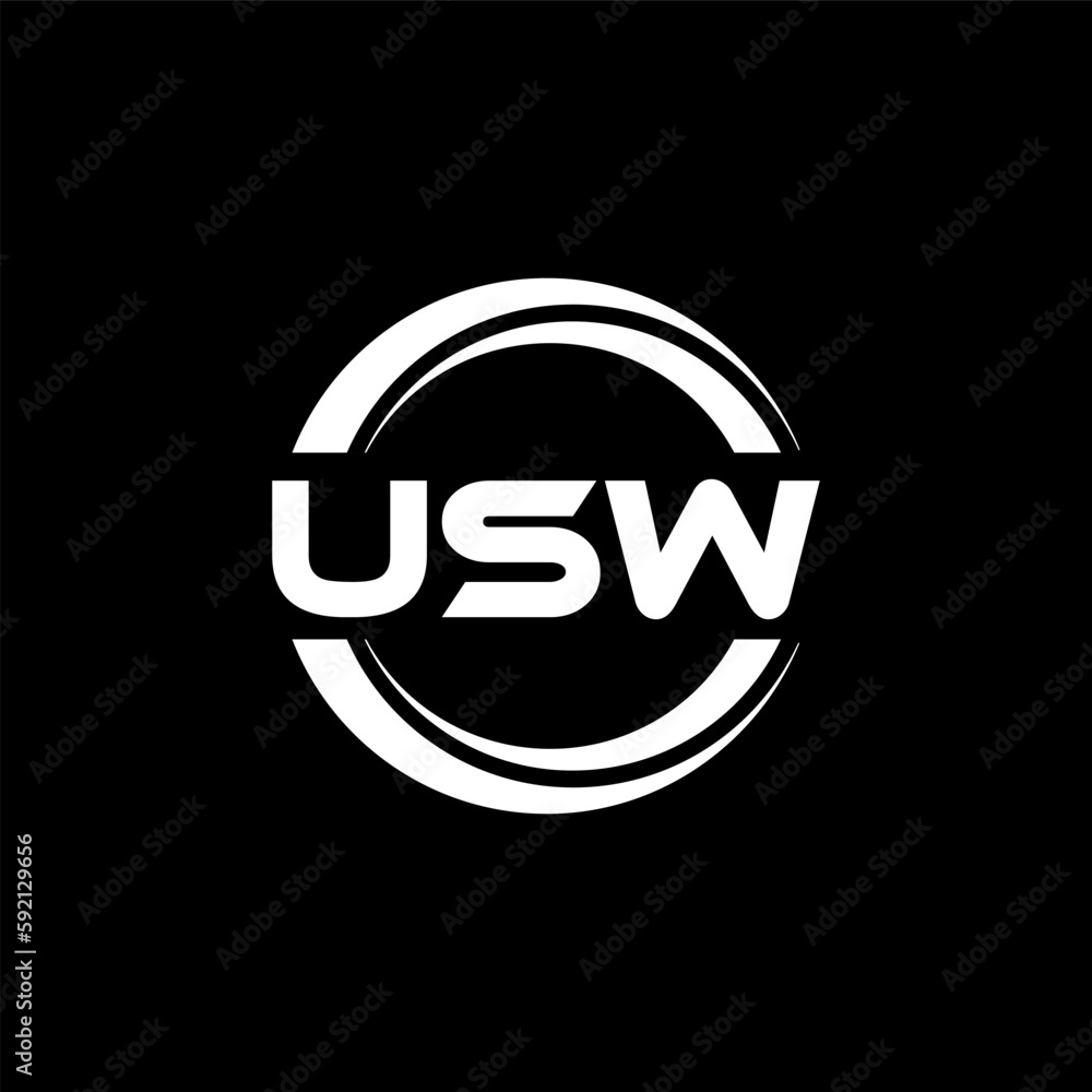 Vecteur Stock USW letter logo design with black background in ...