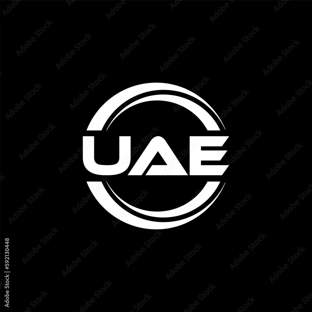 UAE letter logo design with black background in illustrator, vector ...