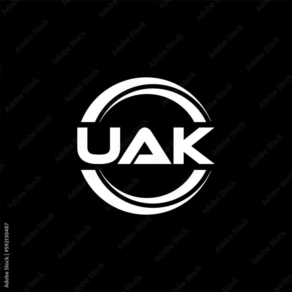 UAK letter logo design with black background in illustrator, vector ...