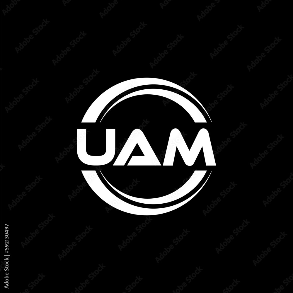 UAM letter logo design with black background in illustrator, vector ...