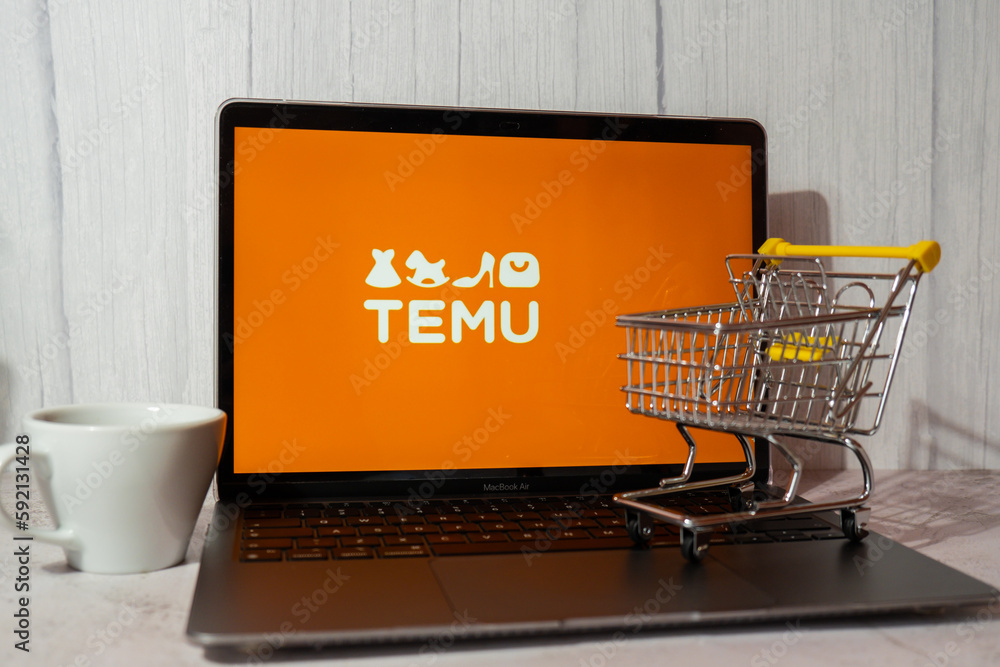 Gdansk, Poland - March 2023 Temu app icon in screen of MacBook Apple ...