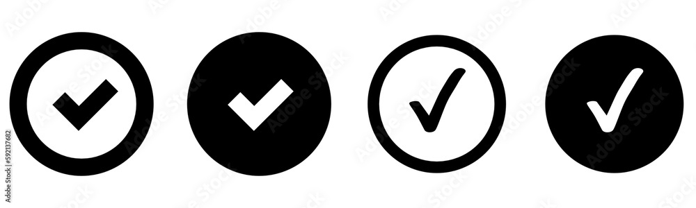 Checkmark and tick mark web icons on transparent background useful for ...