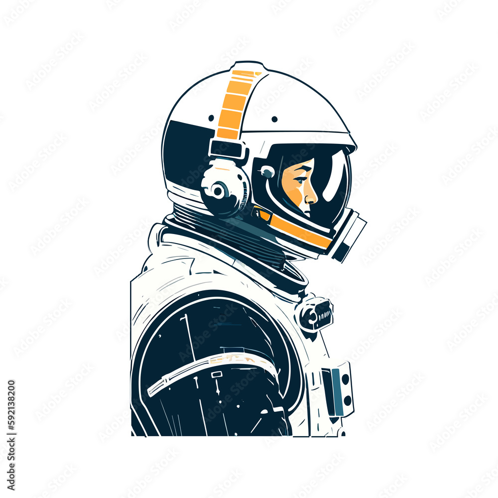 astronaut sticker illustration. transparent background with a white ...