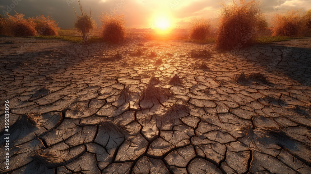 Land with dry and cracked ground. Desert,Global warming background ...