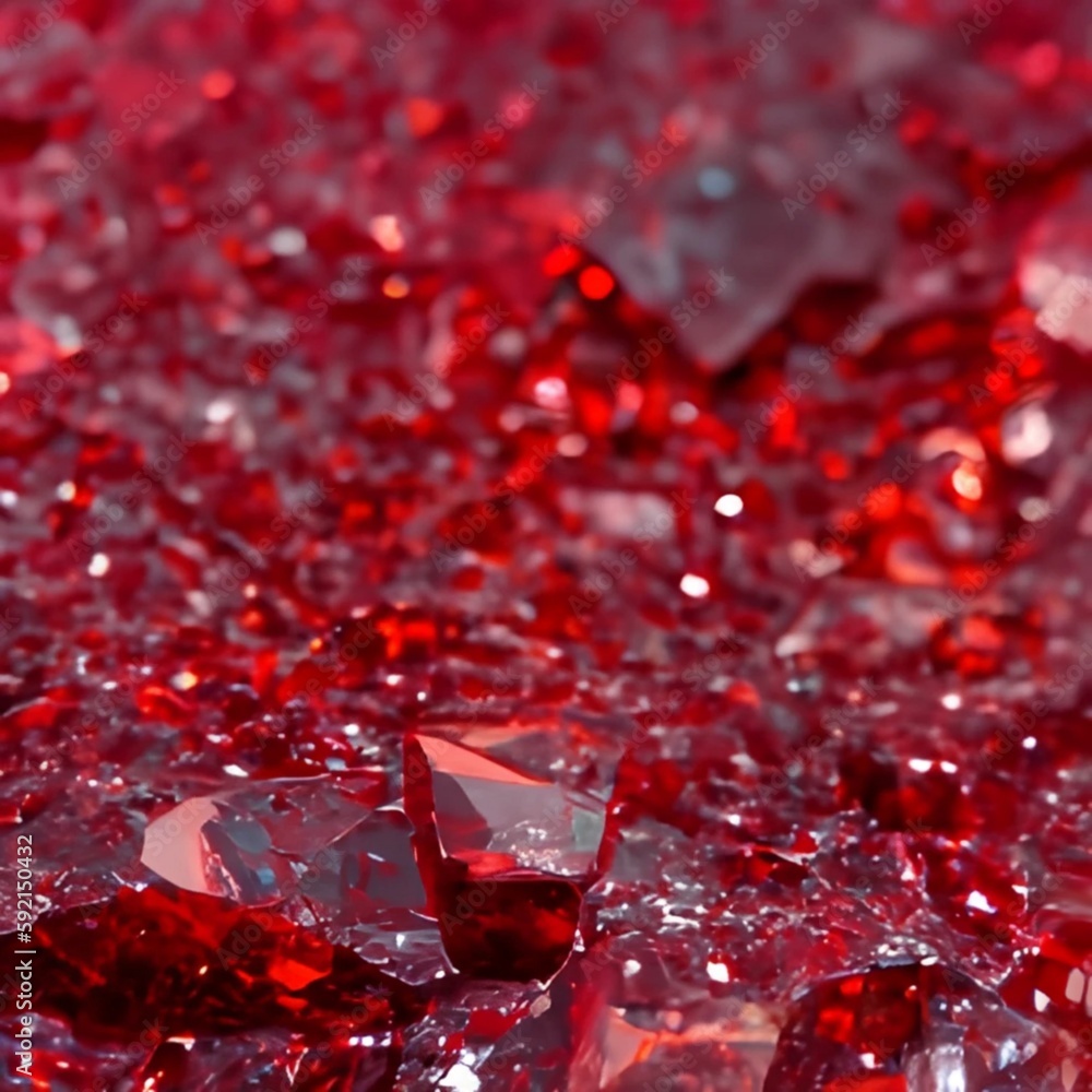 Red diamond crystals texture closeup surface. Defocus background ...