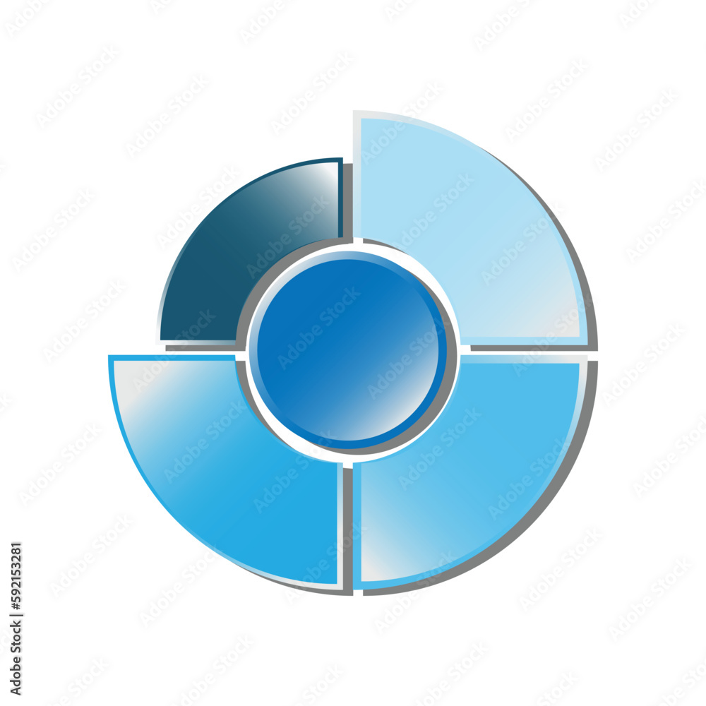 Illustration vector graphic of 3d blue three-quarter circle diagram ...