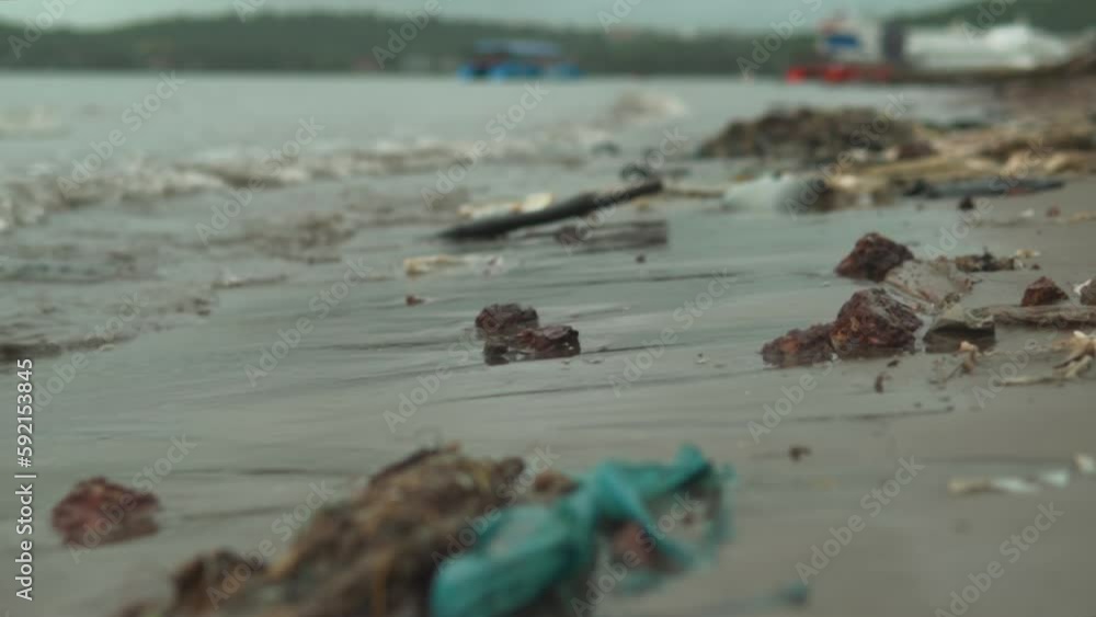 Video Stock Waste on Goa beach with small waves crashing on shore ...
